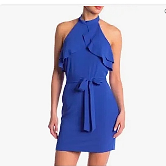 Bebe Dresses Nwot Bebe Blue Halter Open Back Mini Dress Cocktail Party Poshmark